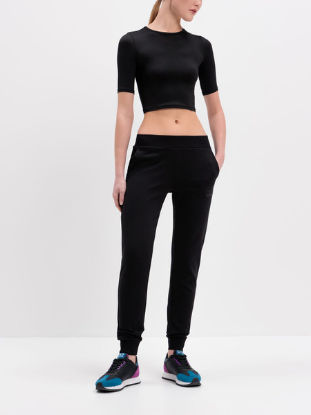 Брюки Женский EA7 черный Хлопок, Полиэстер Повседневный, размер 40, 42 На любой сезон Камбоджа ...