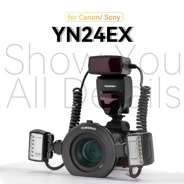 YONGNUO YN24EX, TTL-вспышка для макросъемки с GN18 для фототехники Sony ...