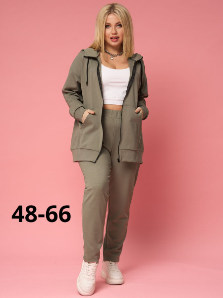 Костюм спортивный Женский SPARADA Спортивный брючный зеленый, размер 52, 54 Трикотаж Однотонный ...