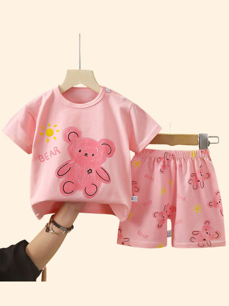 Твинсет Девочки, Мальчики BCATON ярко-красный Хлопок, размер 120 Короткий Китай ...