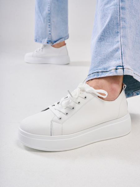 Полуботинки Женский Madella белый, размер 37 Лето G Шнурки Без каблука Россия купить c доставкой ...