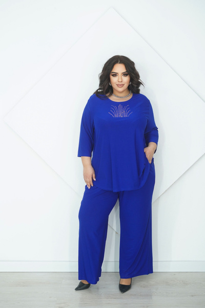 Комплект одежды Женский Assorti-moda Вечерний/праздничный брючный электрик, размер 60 ...