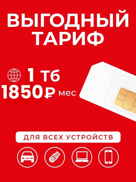 SIM-карта Сим-карта интернет 1 Тб за 1850 р/мес купить на OZON по низкой цене (1598468228)