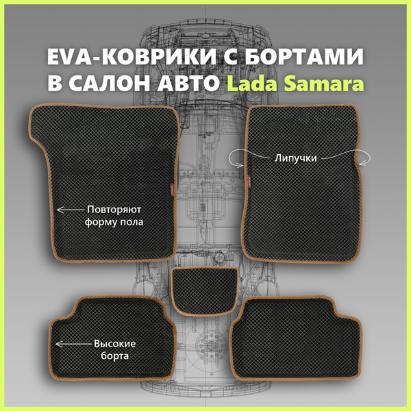 Автомобильные коврики EVA с бортами на Lada Samara 2108,2109,21099,2113,2114,2115 PRESS CITY_3D ...