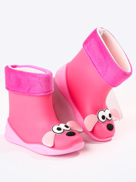 Сапоги резиновые Девочки KENKA R (средняя) фуксия ПВХ (поливинилхлорид), Текстиль Россия Без ...