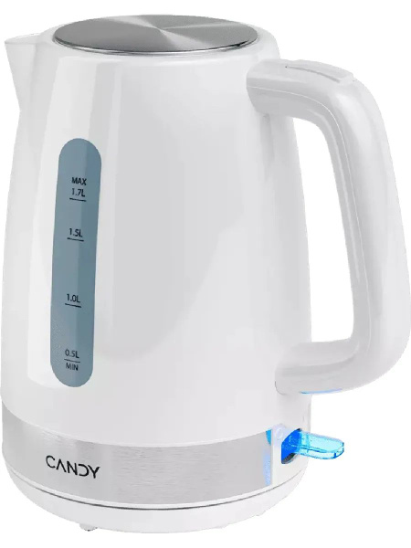 Чайник электрический белый Candy CK-101, 2200 Вт, 1,7 л, фильтр от накипи, автоотключение ...