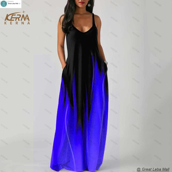 Сарафан Женский KERNA темно-синий Пляжный Без рукавов Полиэфирное волокно, размер 54 Без ...