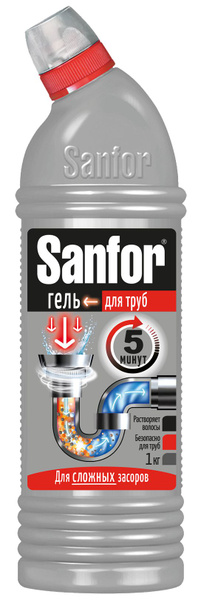 Средство для удаления засоров Sanfor для канализационных труб 750 г купить на OZON по низкой ...