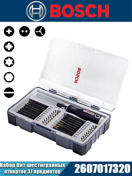 BOSCH 2607017320 Набор бит для шестигранных отверток 37 предметов ...