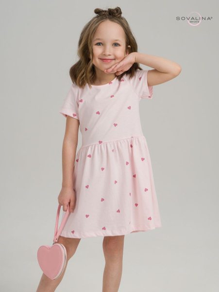 Платье Девочки SOVAlina розовый, нежный розовый прямое Повседневный ...