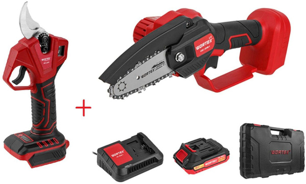 WORTEX Пила цепная аккумуляторная LX CEC 2518-1 XLT и Секатор аккумуляторный CBS 2030 ALL1 XLT ...