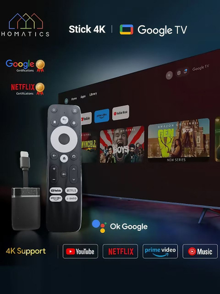 Homatics Смарт ТВ Приставка, Dongle Q ,4k ,2G+16 Ggoogle tv Netflix 4K купить на OZON по низкой ...