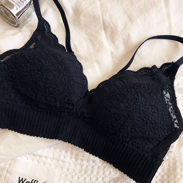 Бюстгальтер Женский без косточек, размер 75A, 75B черный Поролон, Нейлон Китай Крючки Кружево ...