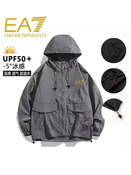 Ветровка Мужской EA7 серый, размер 50, 52 Лето купить c доставкой на OZON по низкой цене ...