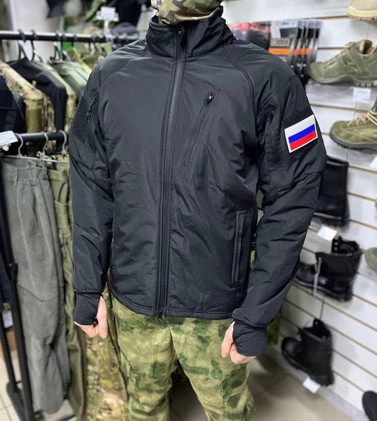 Ветровка Мужской ESDY Карманы, Капюшон черный стояче-отложной Полиэстер, размер 52, 54 Длинный ...