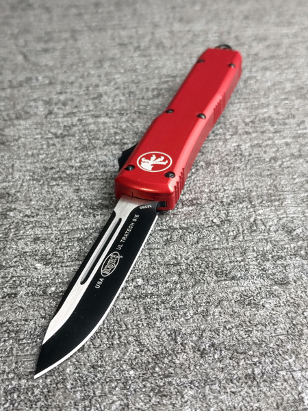 Нож автоматический складной фронтальный Microtech красно-черный Drop Point купить на OZON по ...