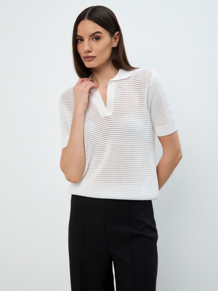 Поло Женский DAMtex белый Короткий, размер 48, 50 Хлопок, Вискоза ...