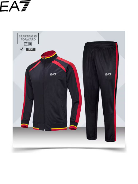 Костюм спортивный Мужской EA7 Спортивный двойка черно-красный, размер 48, 50 Эластомультиэстер ...