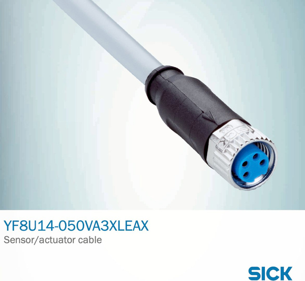 YF8U14-050VA3XLEAX Разъем с кабелем SICK M8, PIN 4, прямой, 5м, вилка ...