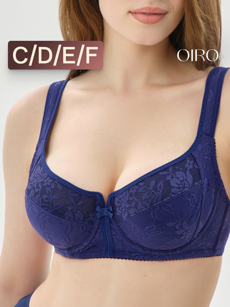 Бюстгальтер Женский OIRO мягкая чашка на каркасе, на косточках, размер 95D синий Полиамид ...