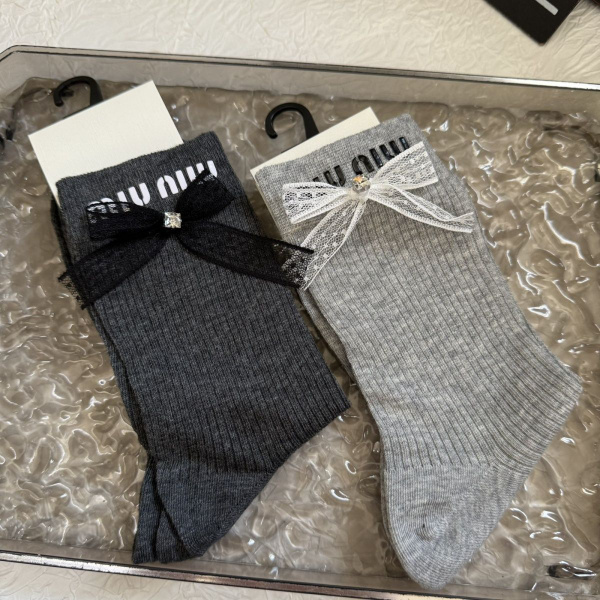 Чулки Женский Miu Miu размер универсальный серый темно серый Хлопок Капрон Повседневный На