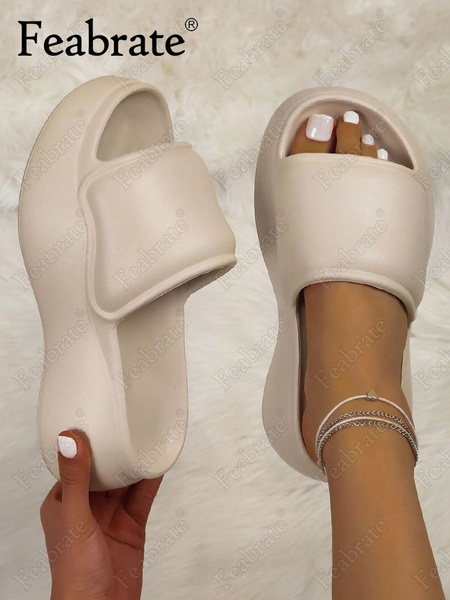 Шлепанцы Женский Feabrate, размер 39 EVA Круглый нос, Толстая подошва R (средняя) Без застёжки ...