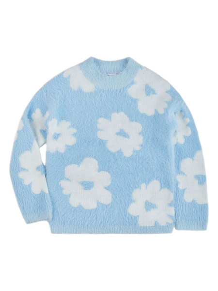 Джемпер Девочки Kari голубой, белый Нейлон, Акрил, размер 152 Без застежки Аппликация прямой ...