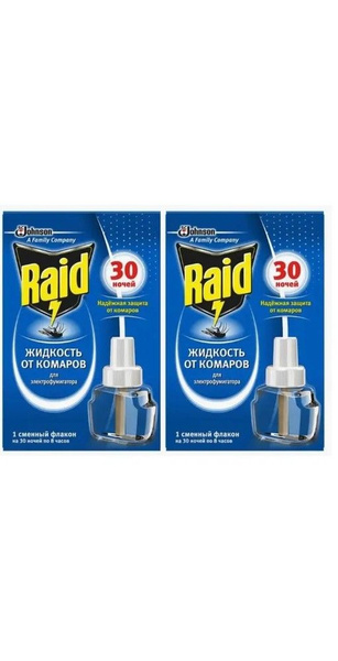 Raid Жидкость от комаров для электрофумигатора на 30 ночей, 2 шт купить на OZON по низкой цене ...