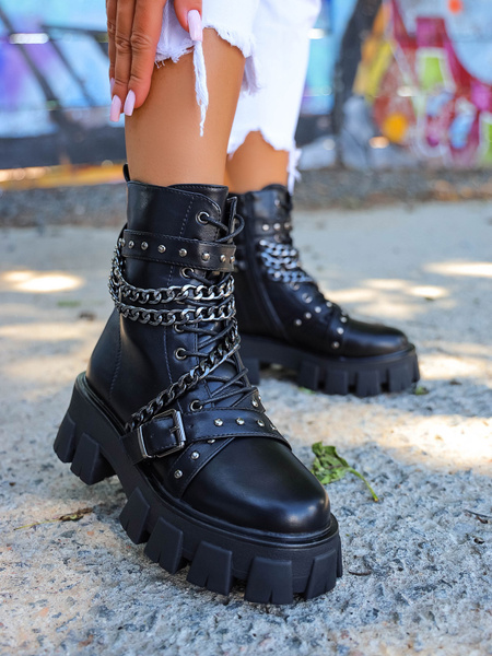 Ботинки Женский Obba черный, размер 36 Демисезон F Молния, Шнурки Платформа Италия купить c ...