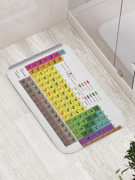 Характеристики Коврик для ванной комнаты и туалета противоскользящий "Химическая таблица" 52х77 ...