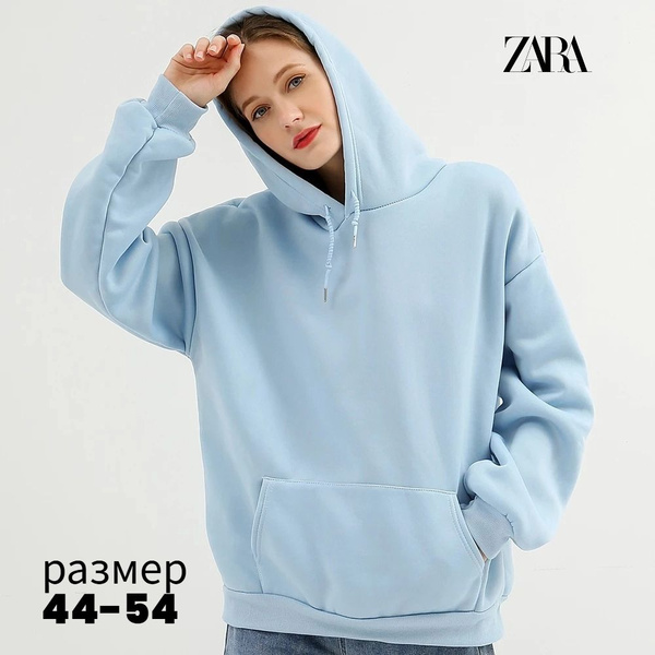 Толстовка Женский Zara Бант, Бахрома голубой Без застежки Хлопок ...