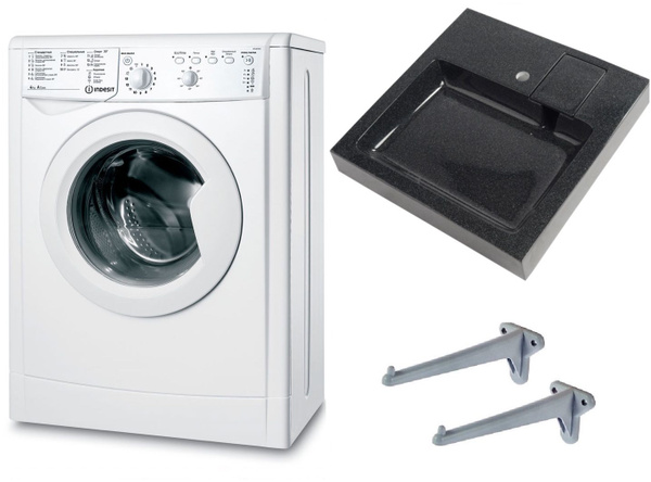 Стиральная машина Indesit IWUB 4085 с раковиной Ланти 50 черный мрамор ...