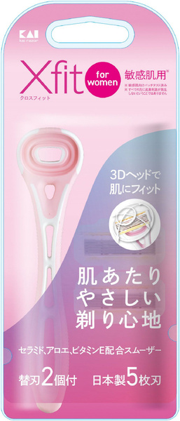 KAI-RAZOR Xfit Женская бритва с 3D головкой ручка + 2 смен головки ...