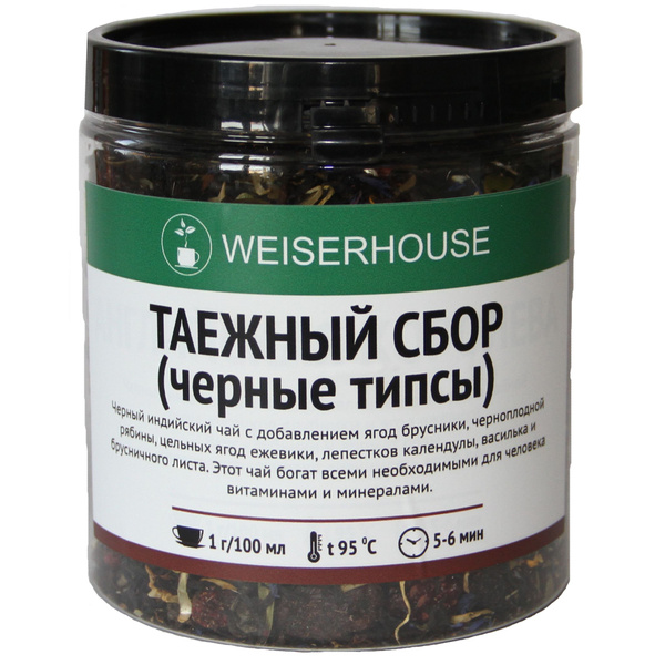 Чай Таежный Сбор черные типсы 125г Weiserhouse в подарочной банке ...