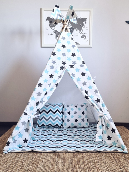 Детский вигвам "Голубые звезды" с цельными палками 180см Vigvam Shop (в комплект входят: вигвам ...