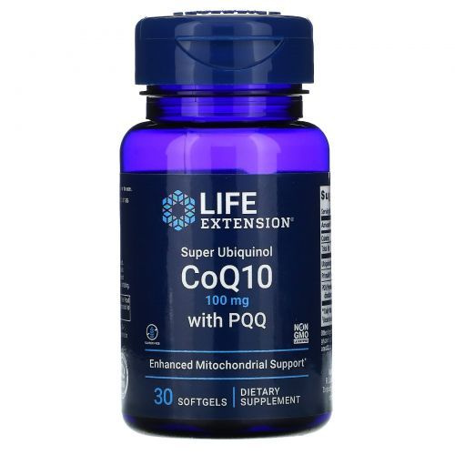 Life Extension, Super Ubiquinol, коэнзим Q10 100 мг, PQQ ...