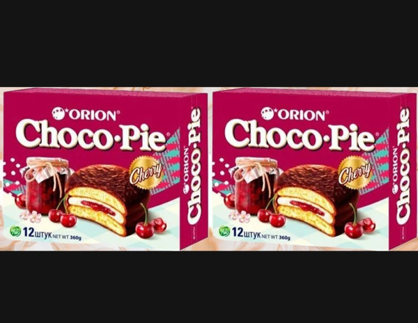 Пирожное Choco Pie Orion Вишня, 360 г по 2 шт - купить с доставкой по выгодным ценам в интернет ...