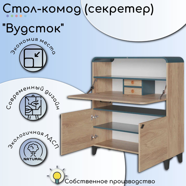 Комод SKAND секретер, 100x37x114 см, 4 ящ. - купить по выгодной цене в ...