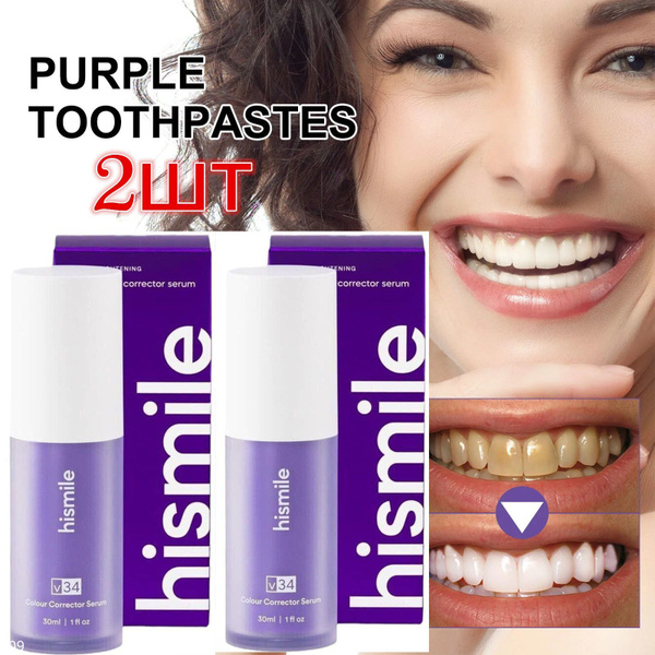 Hismile V34 Фиолетовый отбеливатель для зубов, удаление пятен 30 мл ...