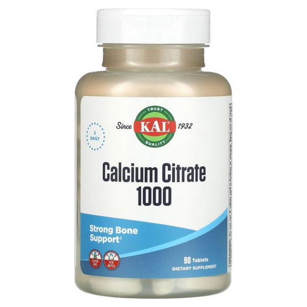 Кальций цитрат 1000 мг 90 таблеток, Kal Calcium Citrate 1000mg ...