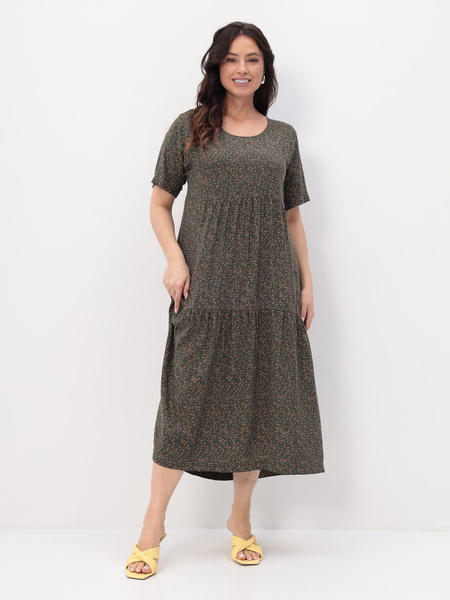 Платье Женский MADAMODA глубокий зеленый ярусное платье Повседневный Средний Вискоза Карманы ...