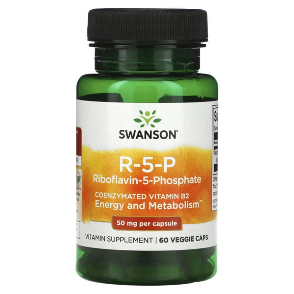 Swanson, R-5-P, рибофлавин-5-фосфат, 50 мг, 60 растительных капсул ...