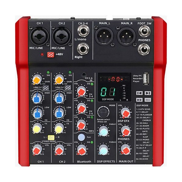Микшерный пульт ROSS MEA28 4-канальный Bluetooth/ USB/ Звуковая карта ...