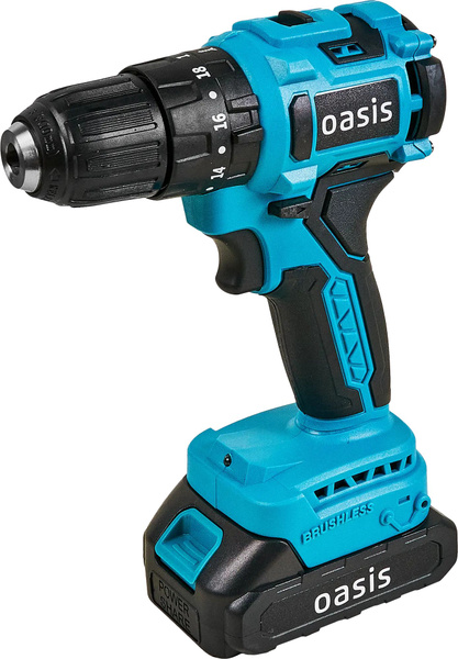 Дрель-шуруповерт аккумуляторная бесщеточная Oasis ASU-18A, 18 В Li-ion 2x2 Ач - купить в ...