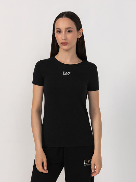 Футболка EA7, размер 44, 46, цвет черный, хлопок 72% модал 23% эластан 5% - купить по выгодной ...