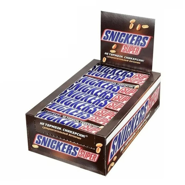 Батончик шоколадный Snickers Super, 80г x 32 шт купить на OZON по ...