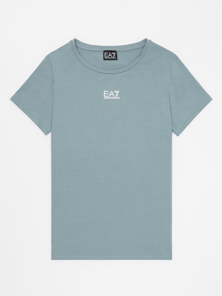 Футболка EA7, размер 46, 48, цвет темно-зеленый, светло-серый, хлопок 72% модал 23% эластан 5% ...