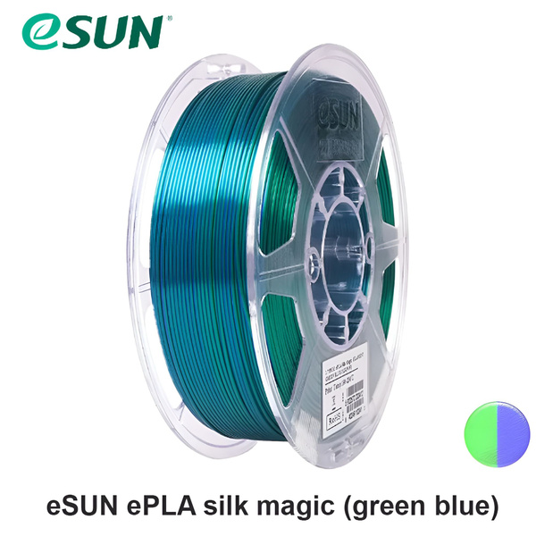 Пластик eSUN ePLA silk magic злено-синий (green blue) катушка нити 1.75 для печати на 3D ...