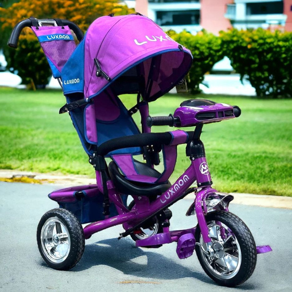 Велосипед трехколесный Luxmom 5588 с родительской ручкой и музыкальной ...