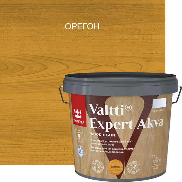 Лазурь Tikkurila декоративно-защитная VALTTI EXPERT AKVA орегон 2,7л ...